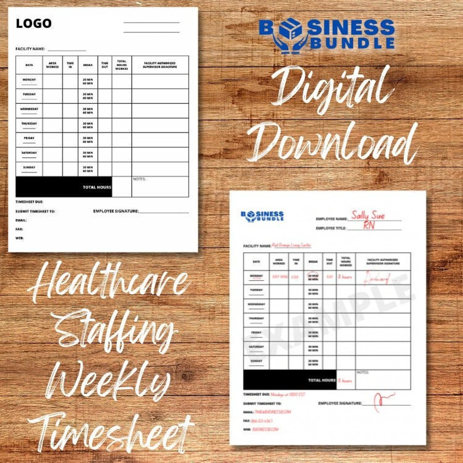 Weekly Timesheet, Staffing Agency, Healthcare Staffing Timesheet, Time ...