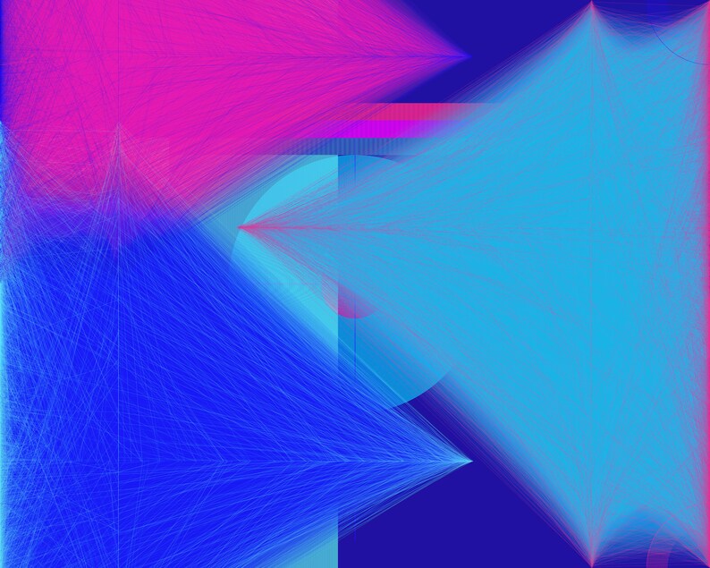 Vaporwave Art in Blue and Pink. Modern Wall Decor With Lines, Shapes ...
