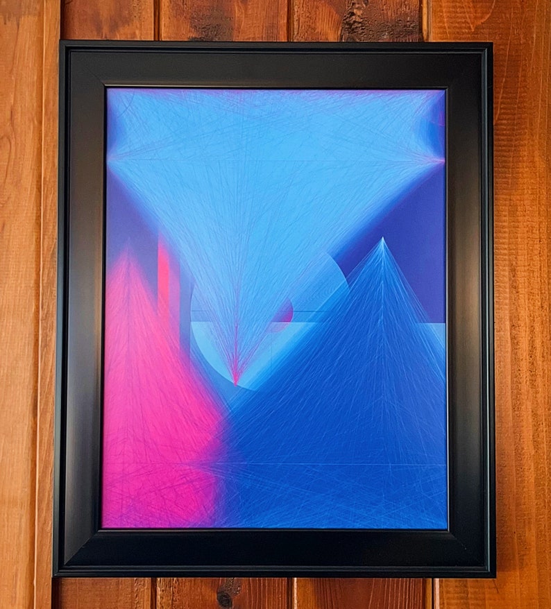 Vaporwave Art in Blue and Pink. Modern Wall Decor With Lines, Shapes ...