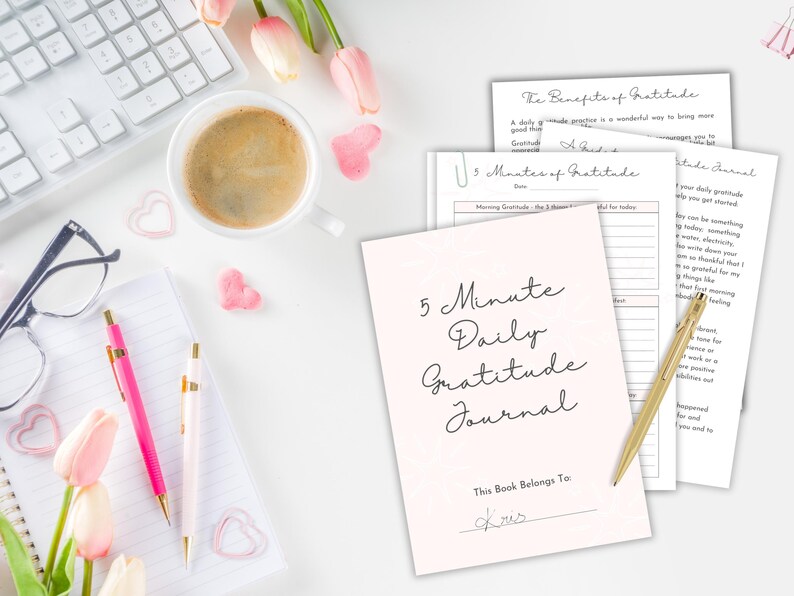 5 Minute Daily Gratitude Journal, Gratitude Practice Download, Daily ...