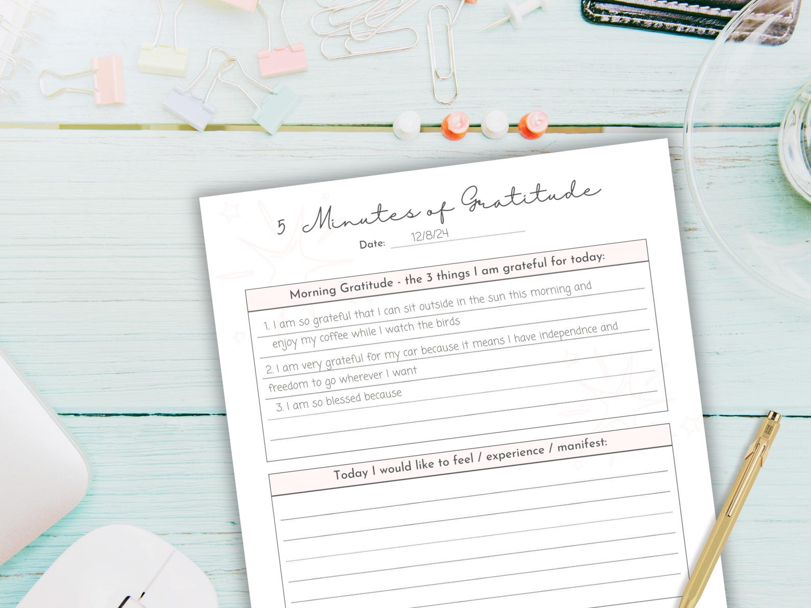 5 Minute Daily Gratitude Journal, Gratitude Practice Download, Daily ...