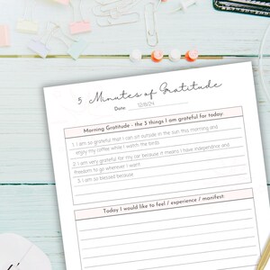 5 Minute Daily Gratitude Journal, Gratitude Practice Download, Daily ...