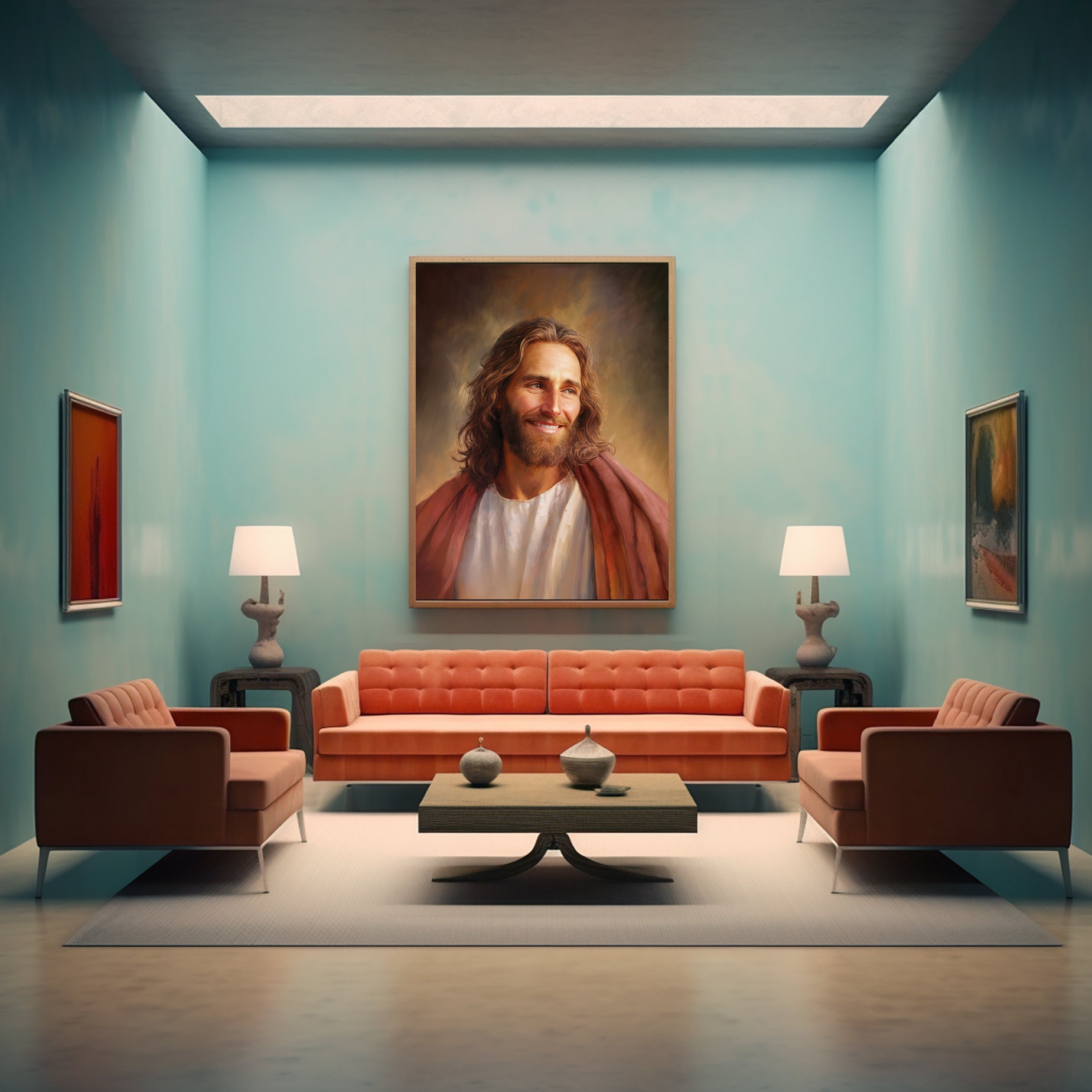 Jesus Christ Poster Print Christian Art Smiling Jesus - Etsy