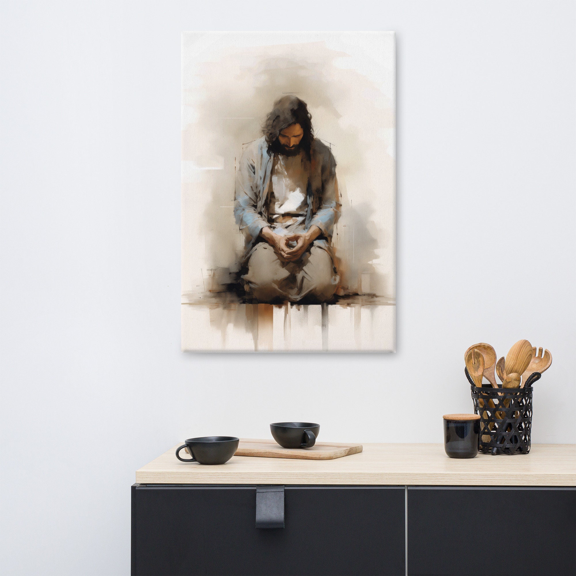 Jesus Christ humility Canvas Print, Christian Art, LDS Art, Jesus Art ...