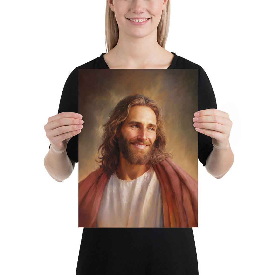 Jesus Christ Poster Print Christian Art Smiling Jesus - Etsy