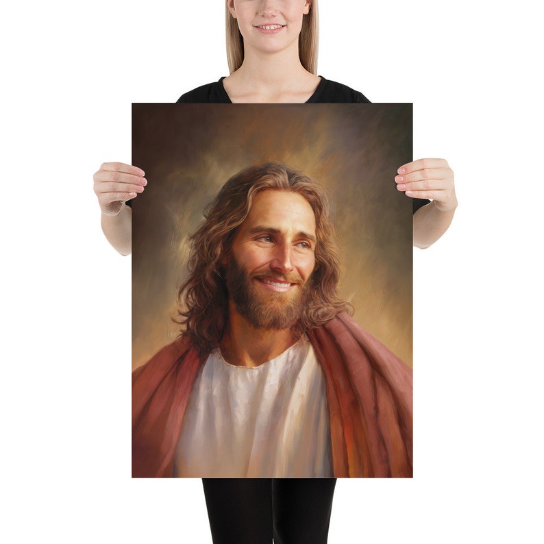 Jesus Christ Poster Print Christian Art Smiling Jesus - Etsy