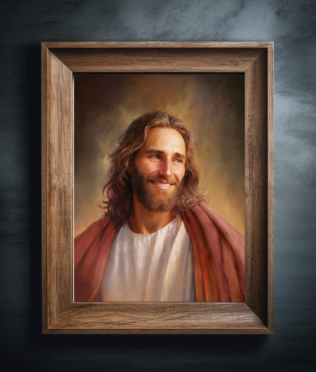 Jesus Christ Poster Print, Christian Art, Smiling Jesus Christ, Gift ...