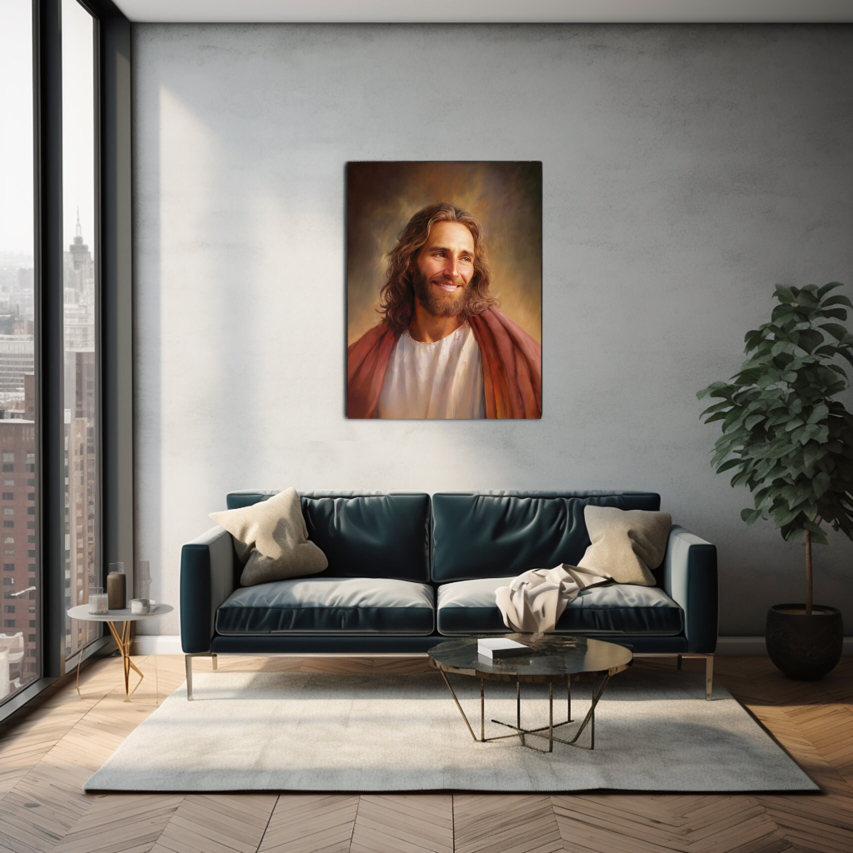 Jesus Christ Poster Print Christian Art Smiling Jesus - Etsy