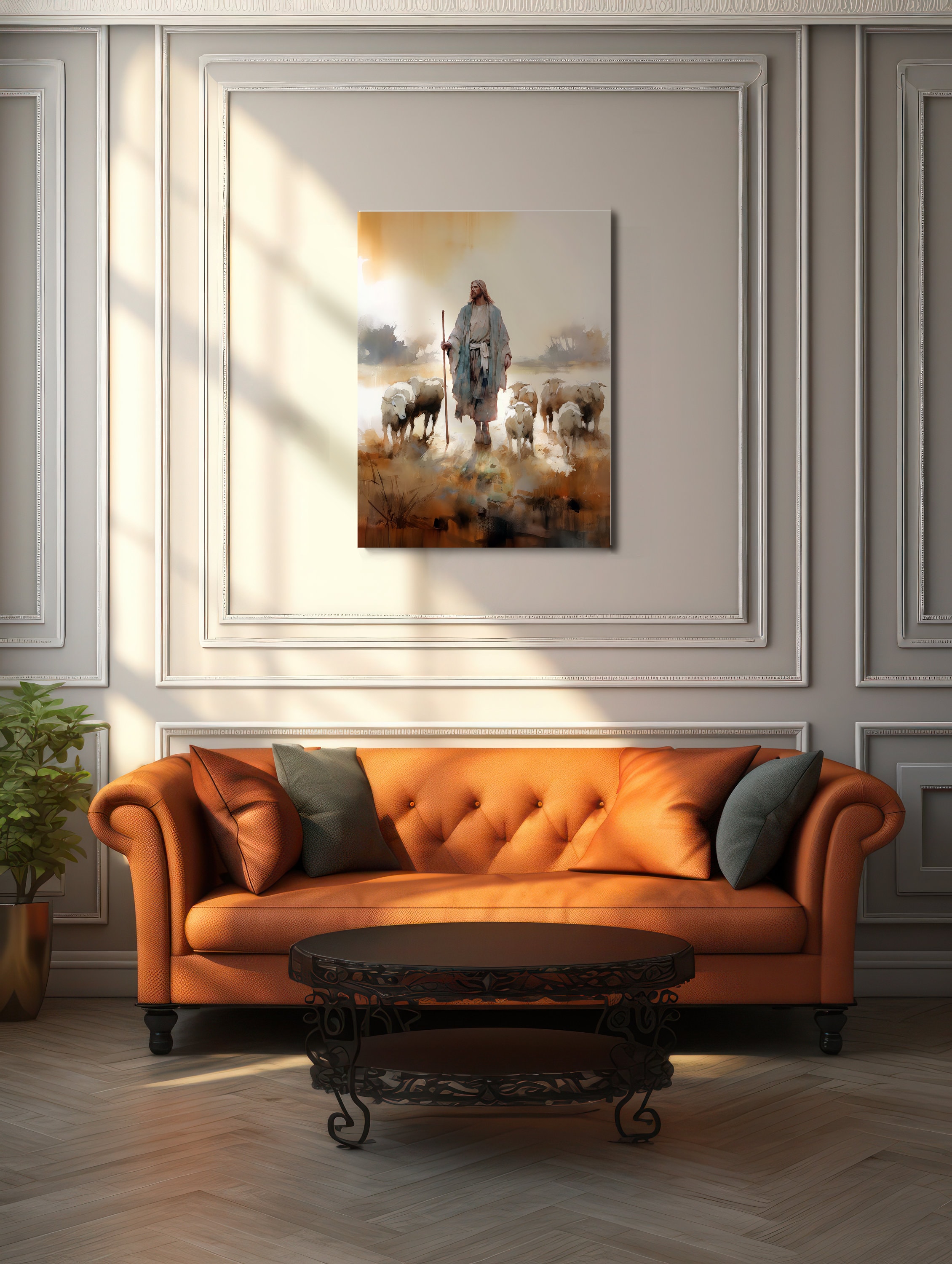 Canvas Print, He Will Lead the Way, Jesus Christ, Shepherd, Watercolor ...