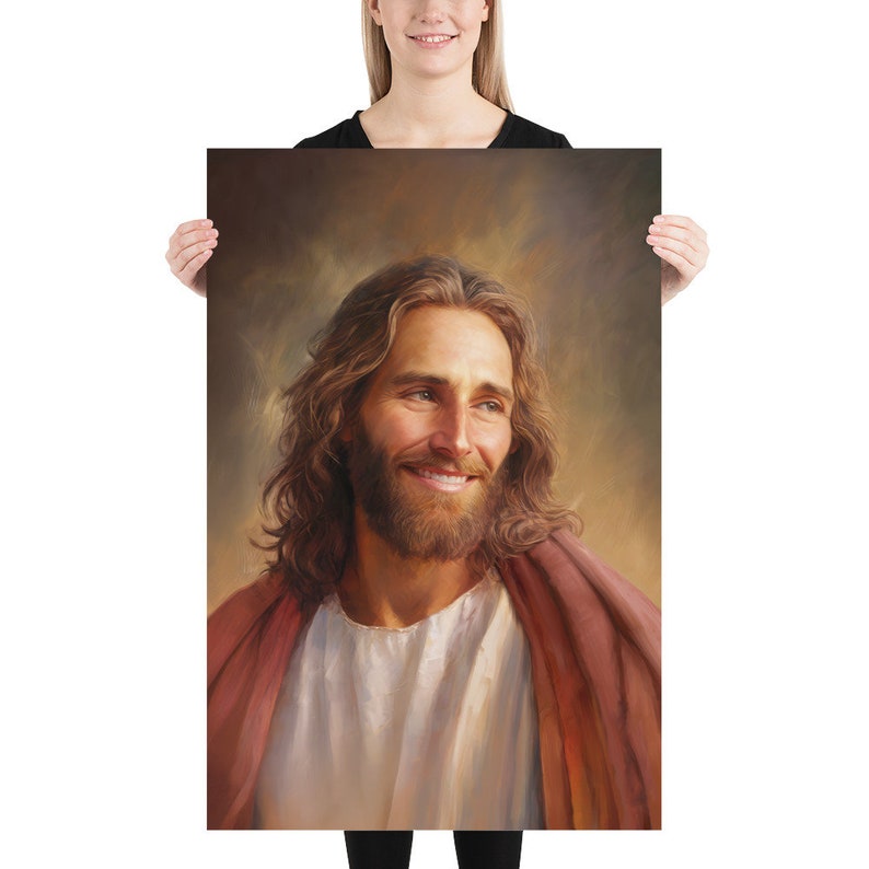 Jesus Christ Poster Print Christian Art Smiling Jesus - Etsy