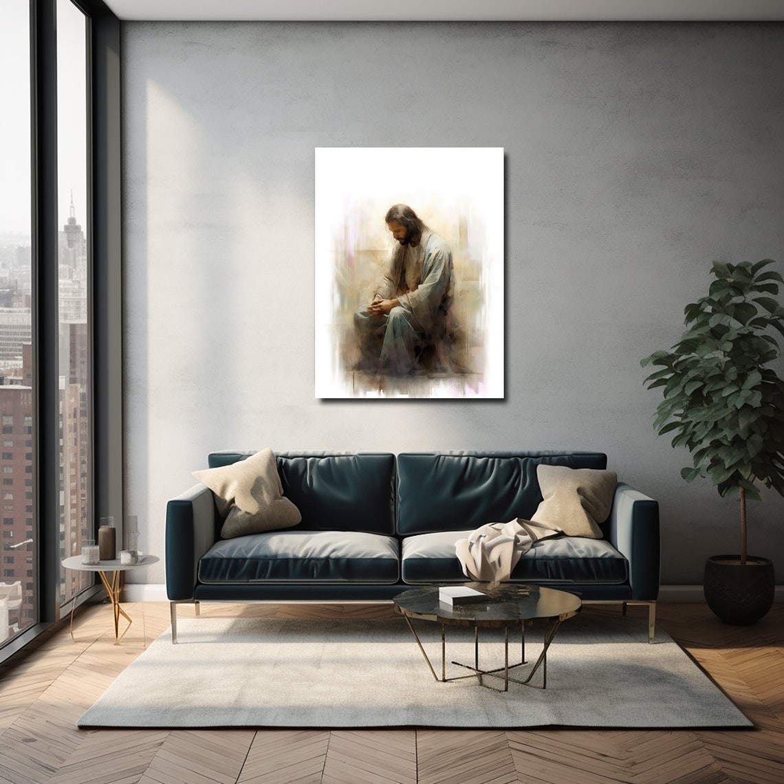 Jesus Christ jesus Christ in Meditation Canvas - Etsy
