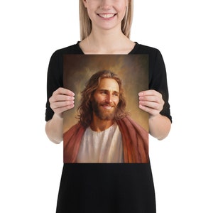 Jesus Christ Poster Print, Christian Art, Smiling Jesus Christ, Gift ...