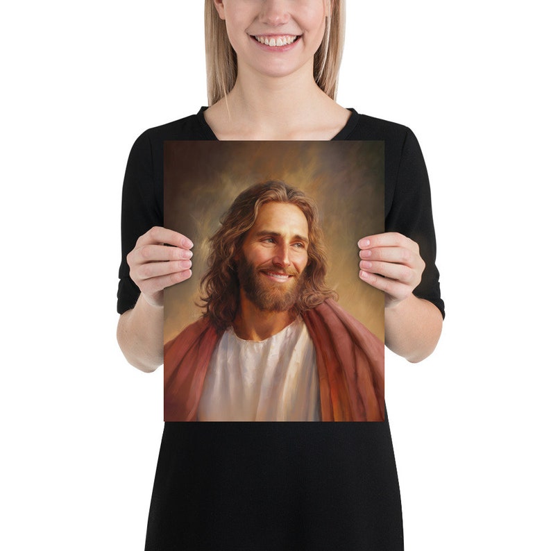 Jesus Christ Poster Print Christian Art Smiling Jesus - Etsy