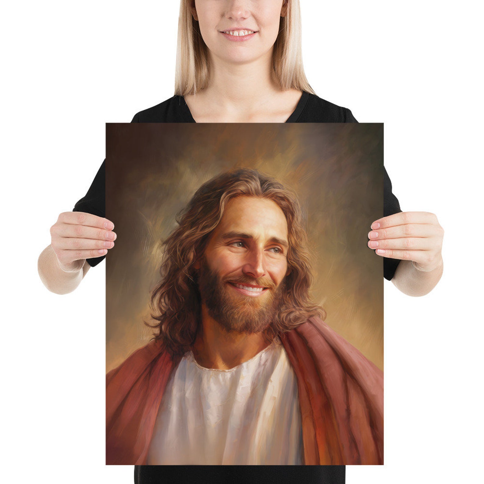 Jesus Christ Poster Print, Christian Art, Smiling Jesus Christ, Gift ...