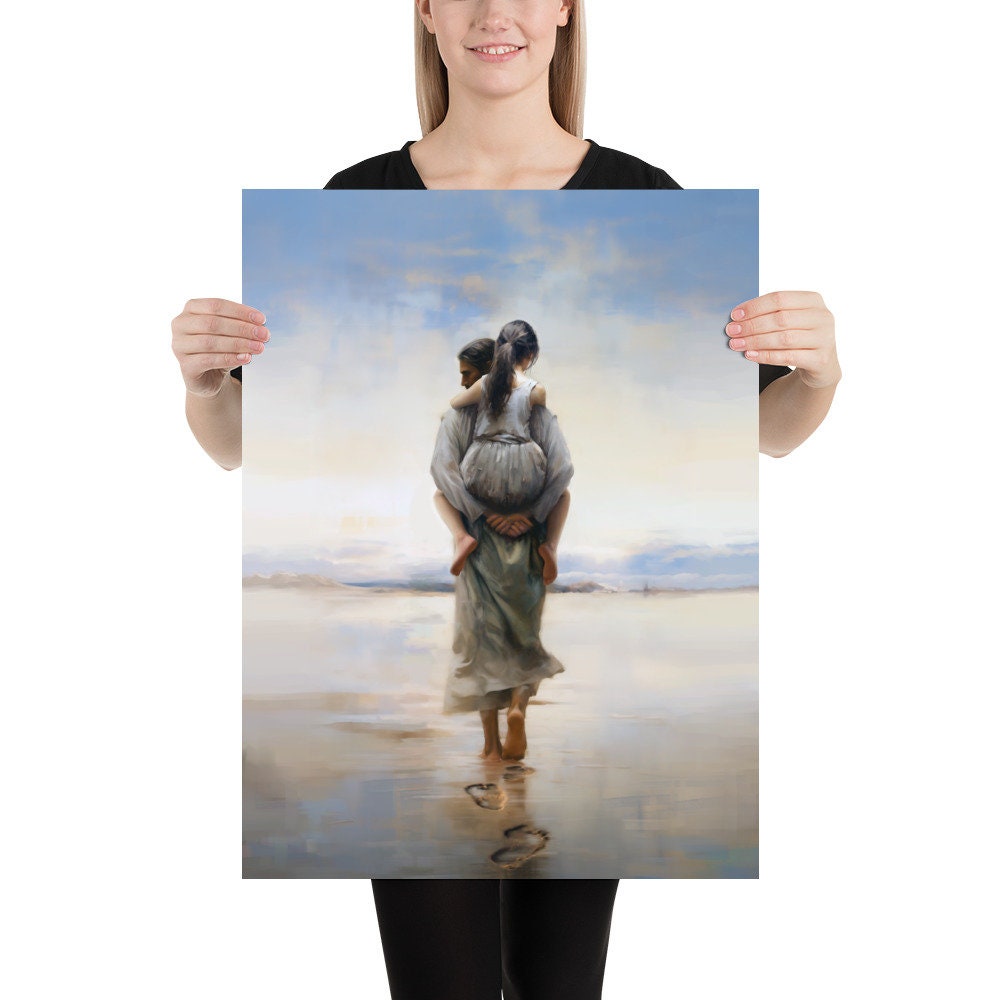 Poster Print, footprints in the Sand, Christian Art, LDS Art, Jesus Art ...