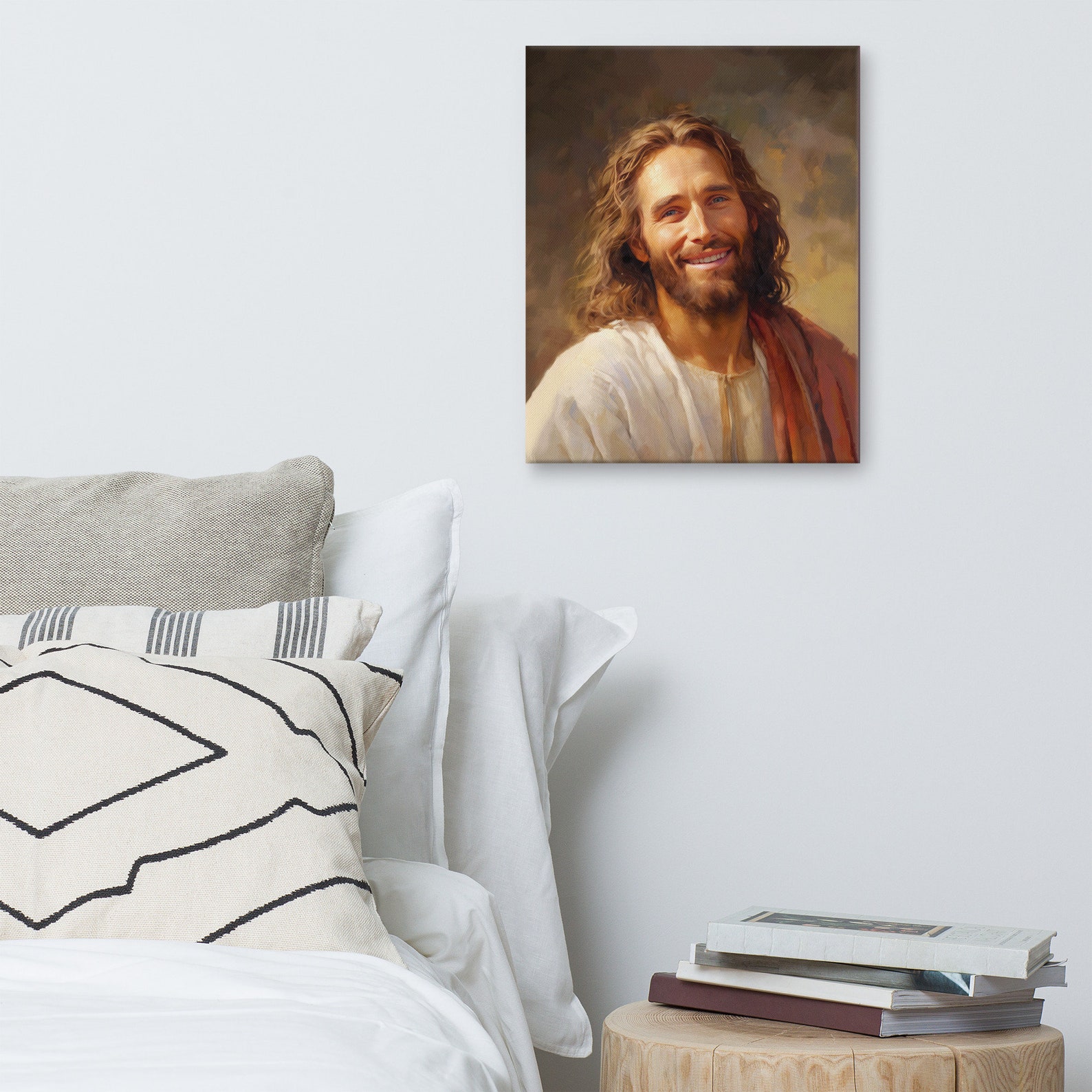 Jesus Christ Portrait Canvas Print Smiling Jesus Christ - Etsy
