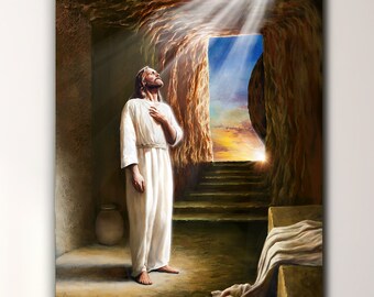 Jesus Christ Resurrection, Easter Printable Digital Oil Painting ...