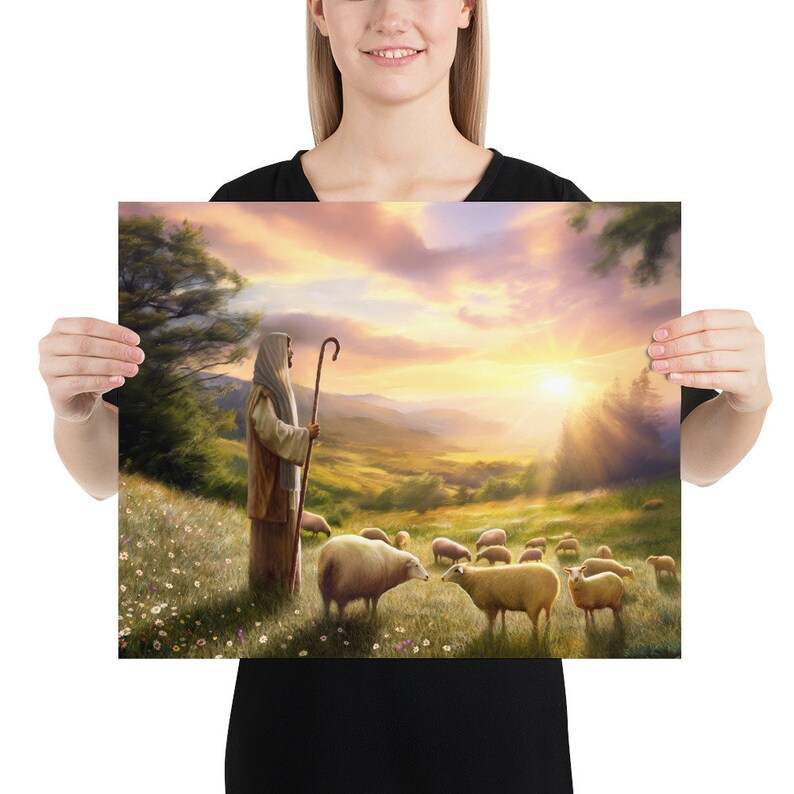 Poster Print, Jesus is Our Good Shepherd, the Lost Sheep, Jesus Christ ...