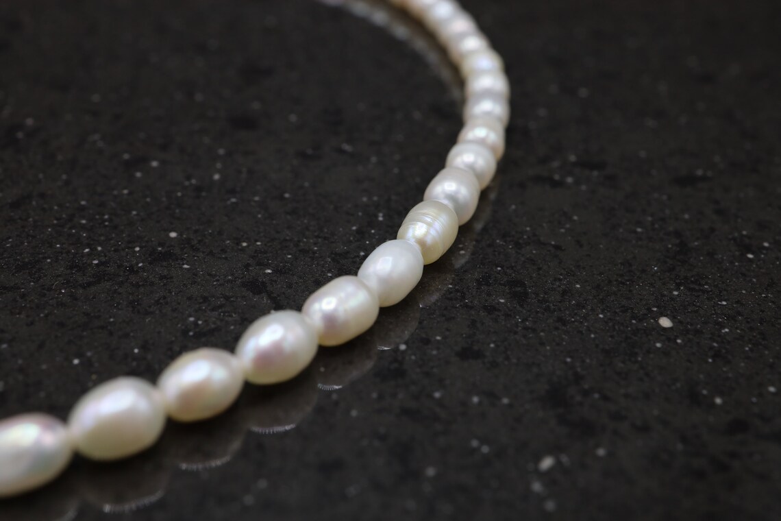 Half Paperclip Half Oval Pearl Necklace Freshwater Pearl - Etsy