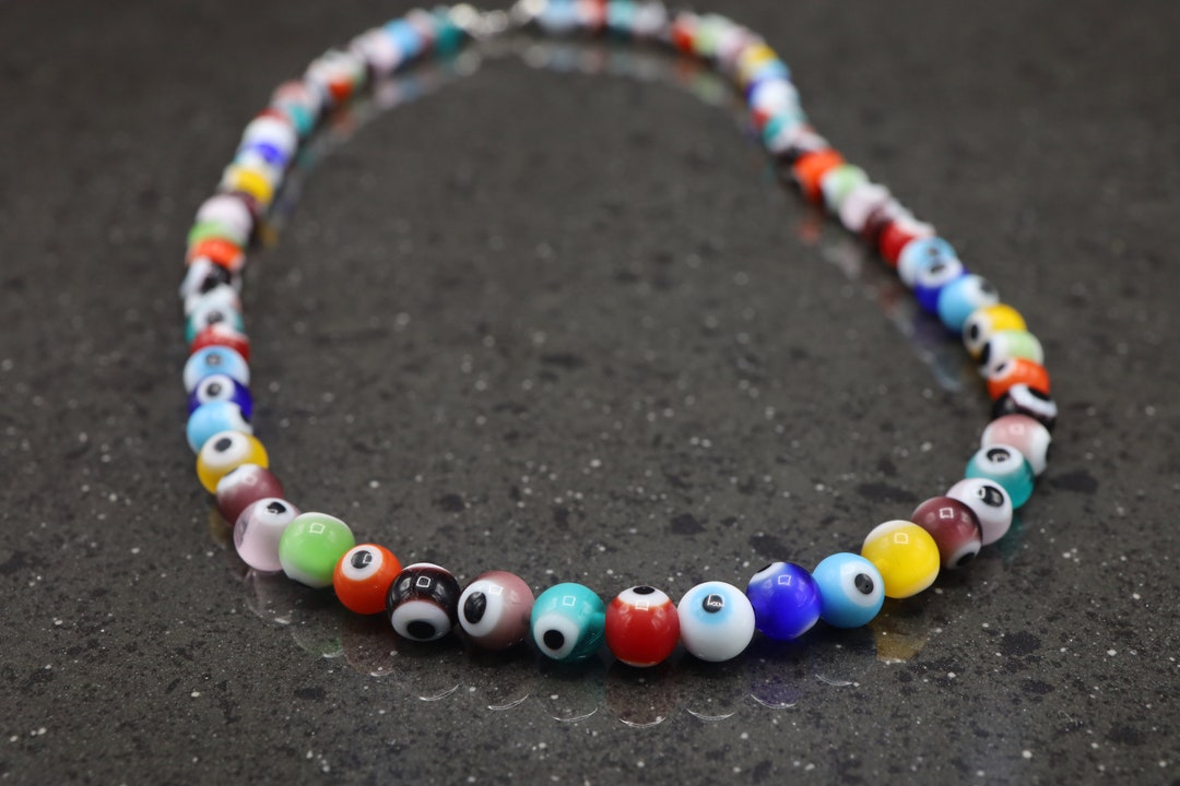 6mm Rainbow Evil Eye Choker Colorful Evil Eye Necklace - Etsy