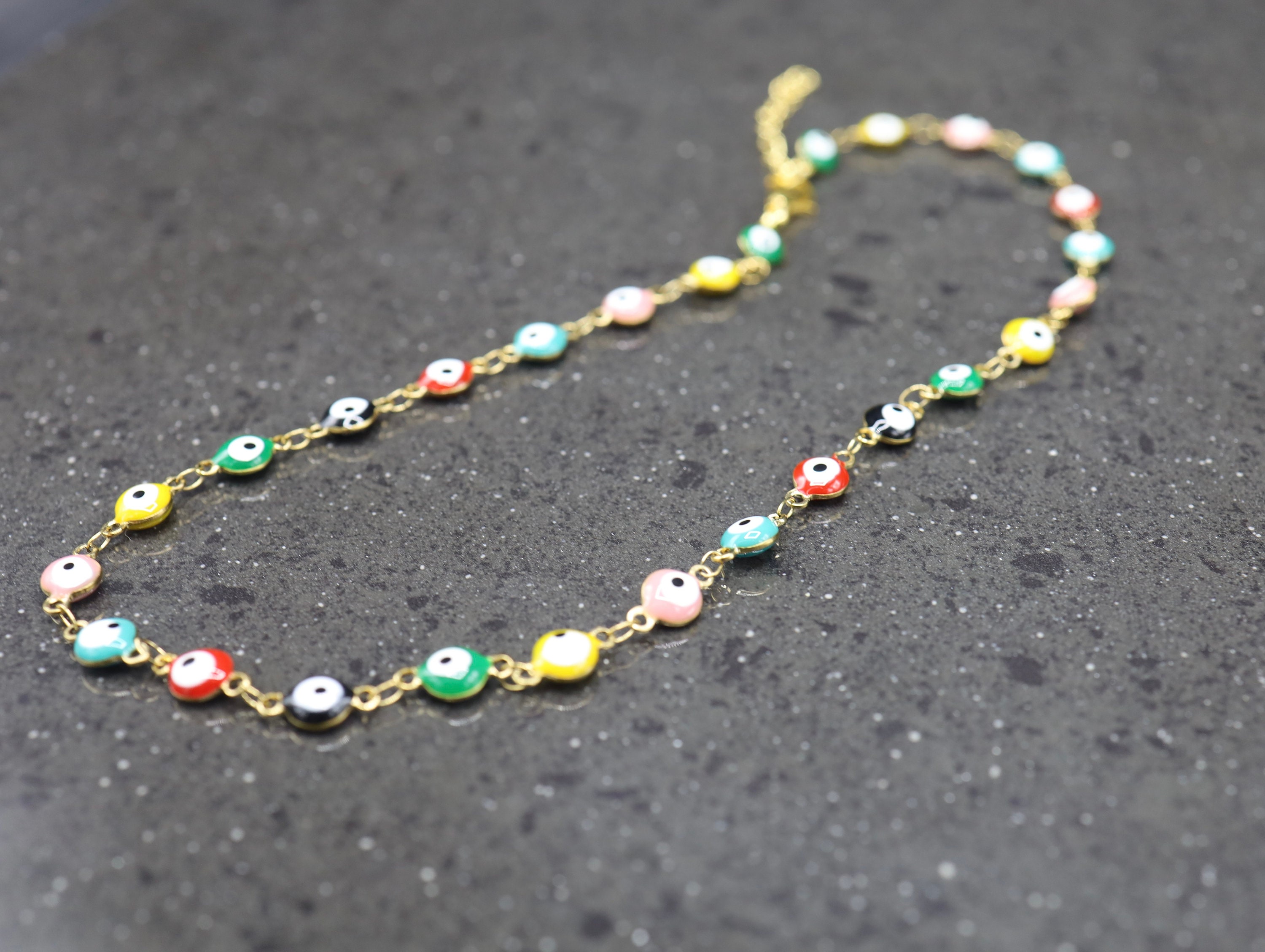 Rainbow Evil Eye Choker Colorful Evil Eye Necklace Colorful - Etsy