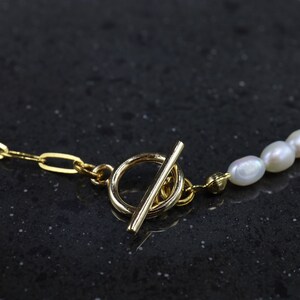 Half Paperclip Half Oval Pearl Necklace Freshwater Pearl - Etsy