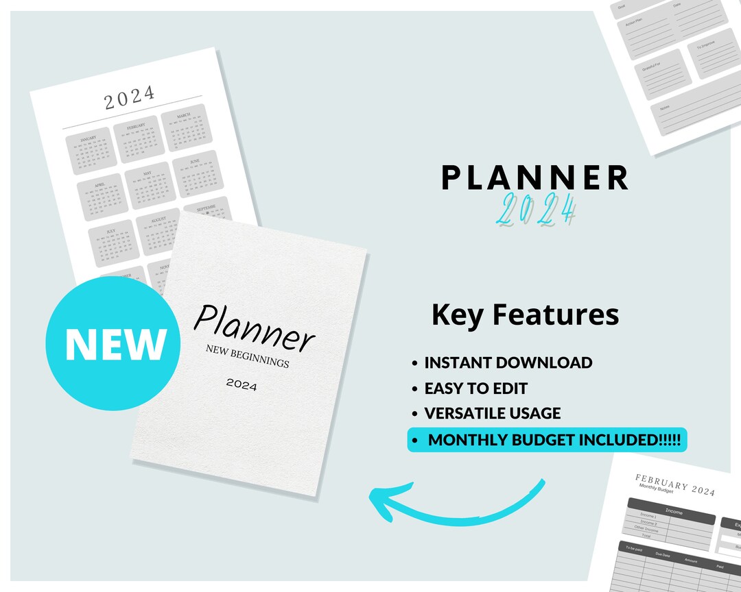 2024 Planner Printable Digital Weekly & Monthly Calendar - Etsy