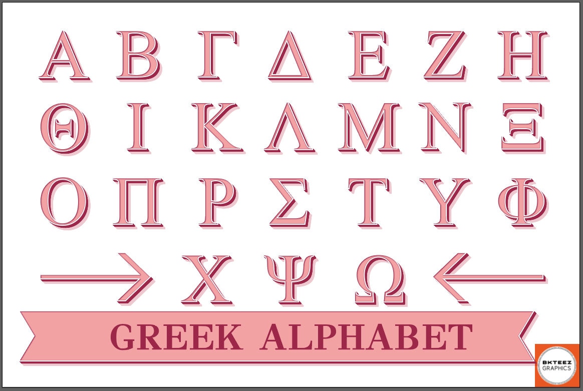 Decorative Greek Alphabet in Color - Ai, SVG, EPS, Pdf Png Files ZIP ...