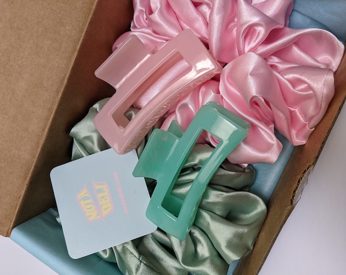 2-pack Build Your Own SET, Scrunchy + JUMBO Claw Clip Hair Accessory ...