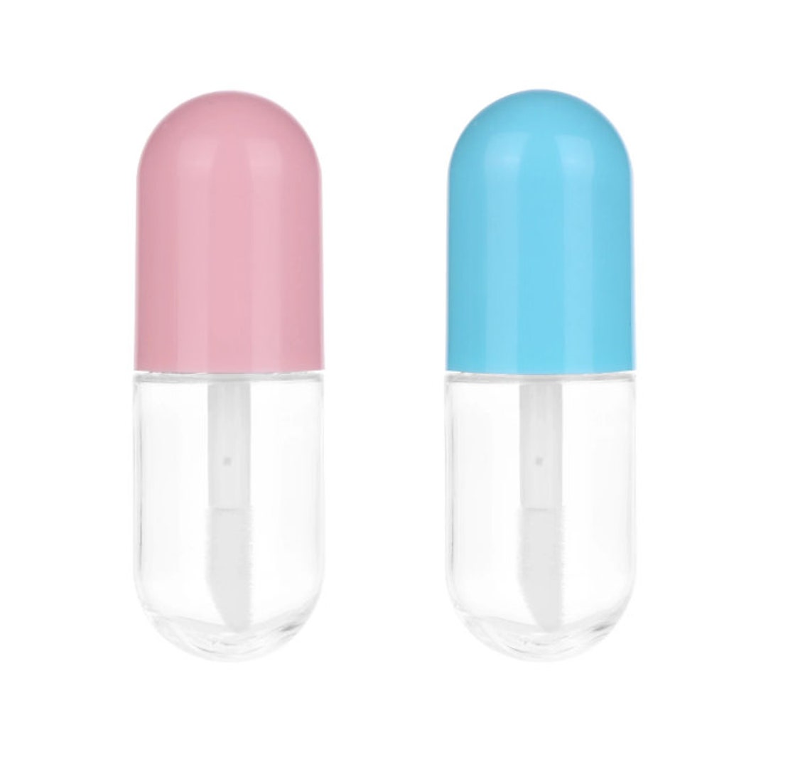 Mini Refillable Capsules With Pink or Blue Cap, Perfect for Lip Gloss ...