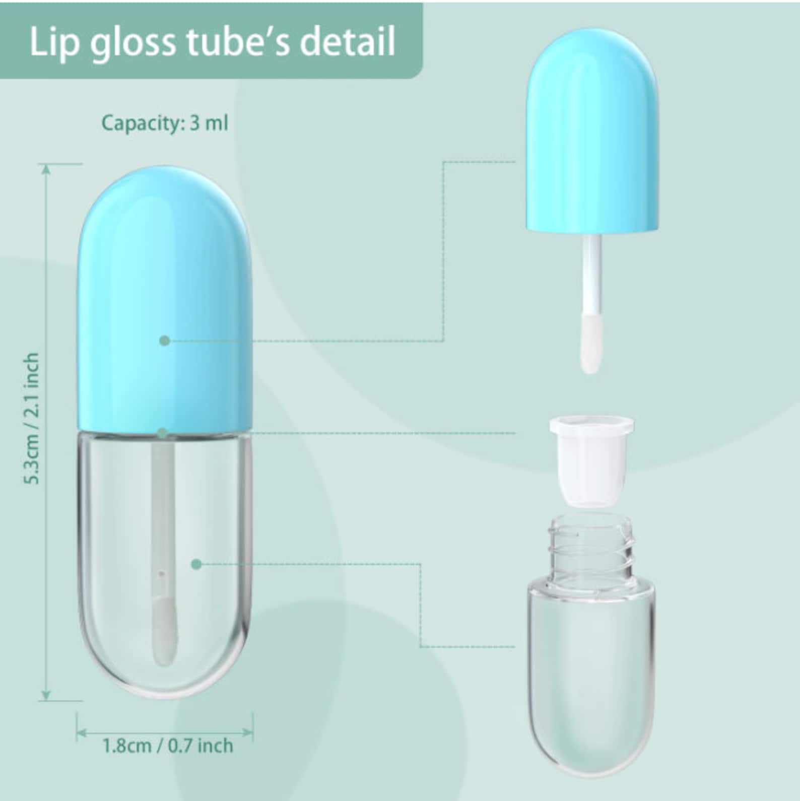Clear Mini Refillable Capsules With Pink or Blue Cap, Perfect for Lip ...