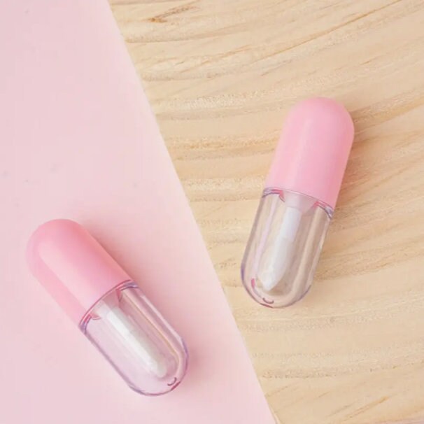 Clear Mini Refillable Capsules With Pink or Blue Cap, Perfect for Lip ...