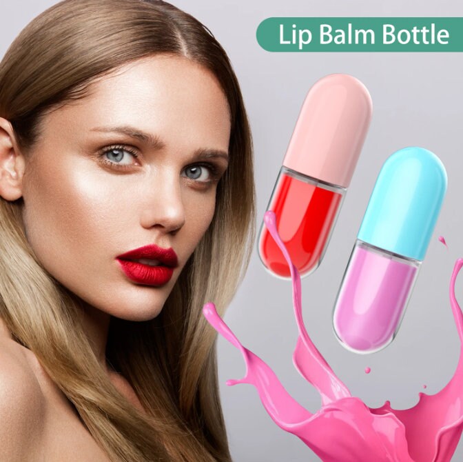Clear Mini Refillable Capsules With Pink or Blue Cap, Perfect for Lip ...