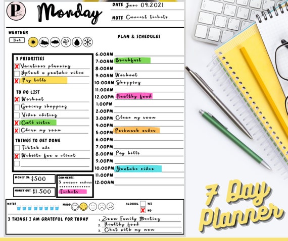 7 Day Life Planner Printable - Etsy