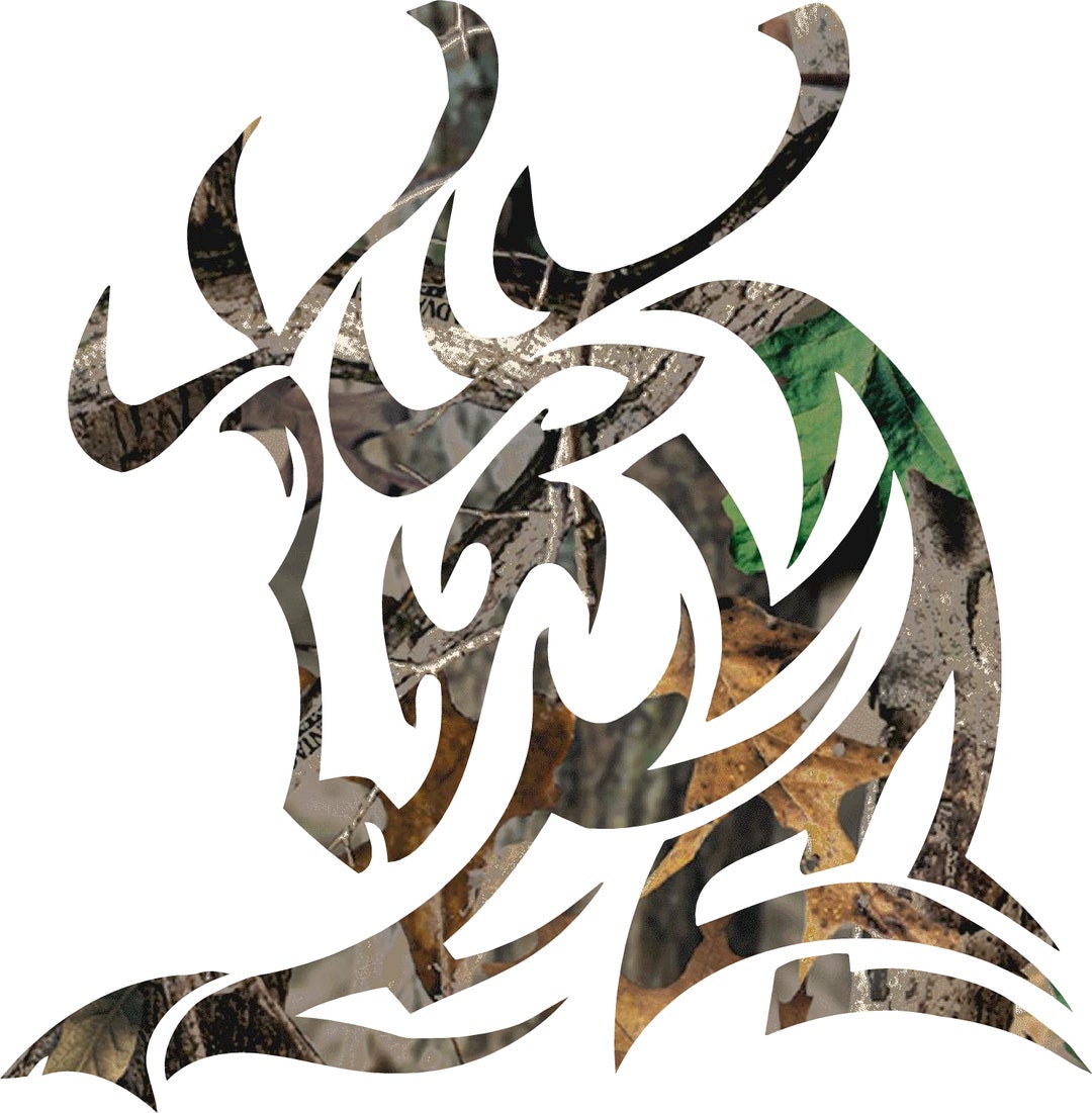 Camo Trible Deer Head Sticker Decal - Etsy