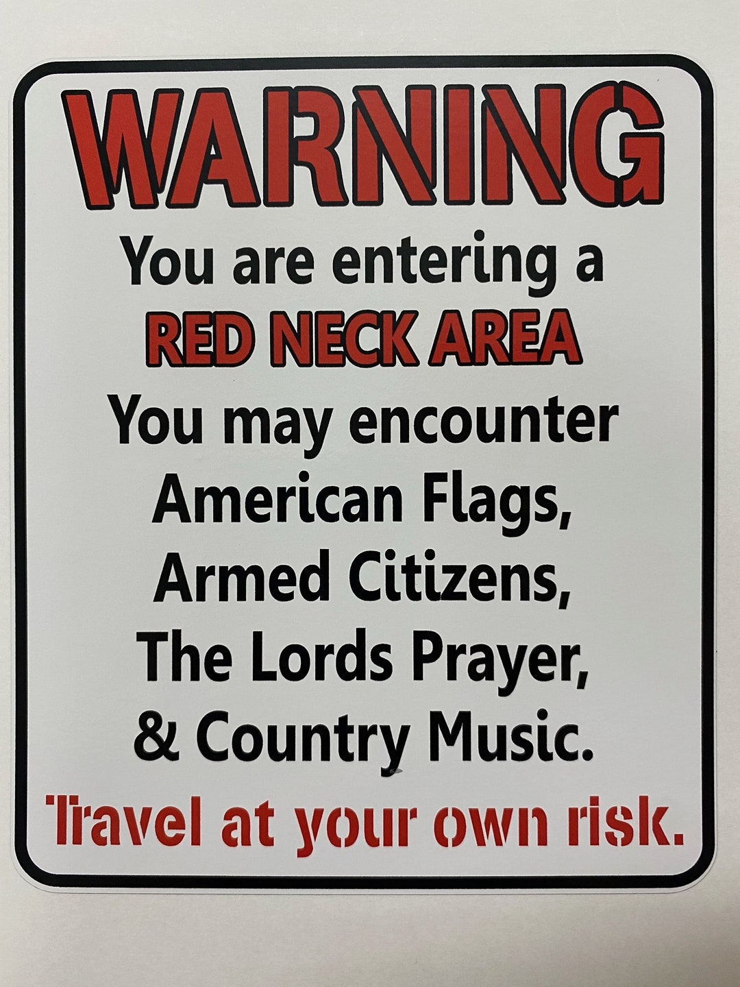 Warning Red Neck Area Decal - Etsy