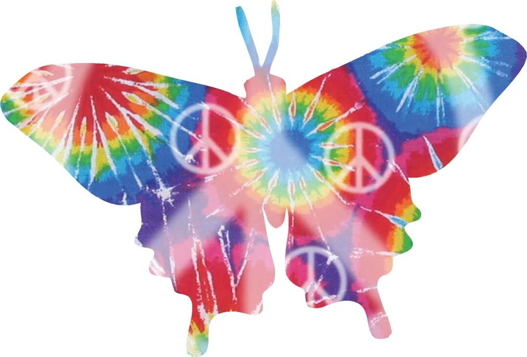 Tiedye Peace Sign Butterfly Decal - Etsy