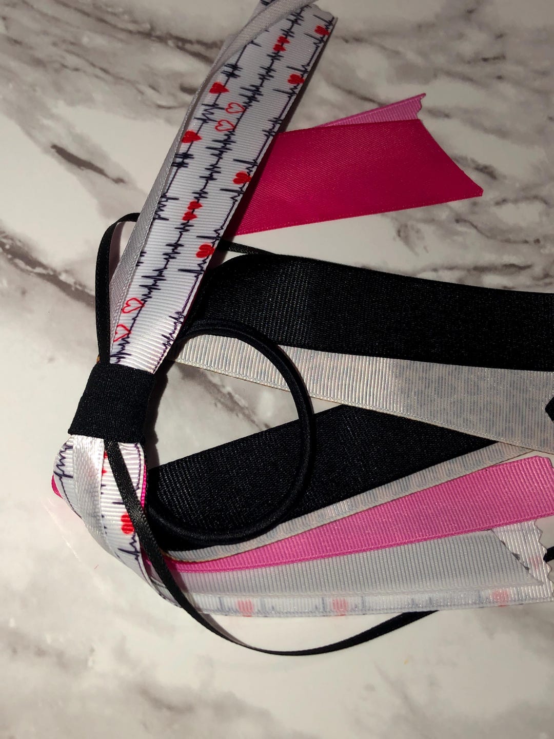 EKG Heartbeat Hair Ribbons, Medical Theme Ribbon Bow Hair Tie or ...