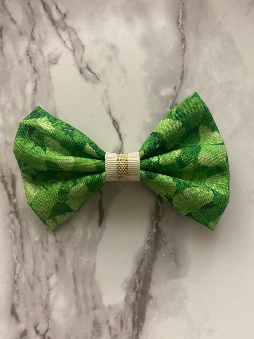 Shamrock Fabric Bow, Nature Print, Clover Hair Bow, Good Luck Broach ...