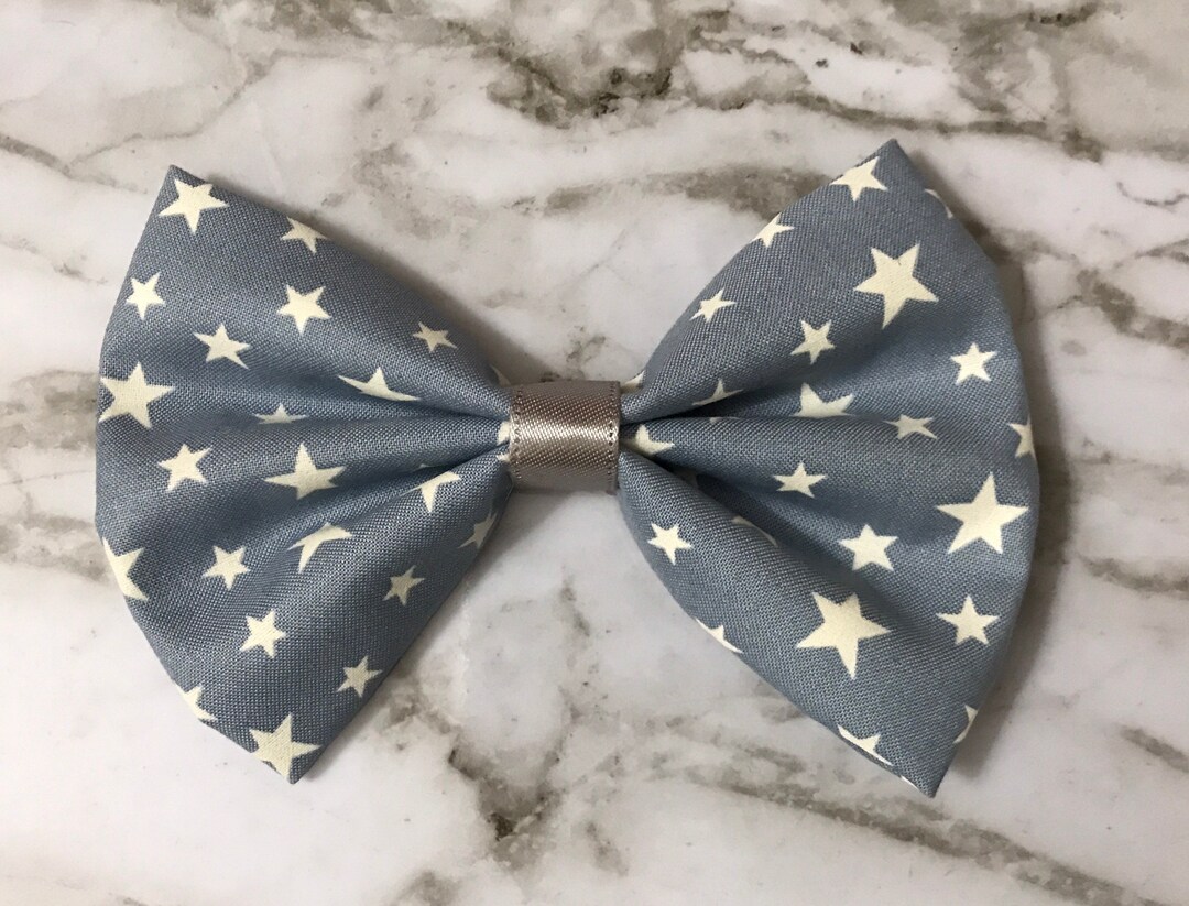 Blue Gray Star Glow in the Dark Hair Bow: Handmade Holiday Decor - Etsy