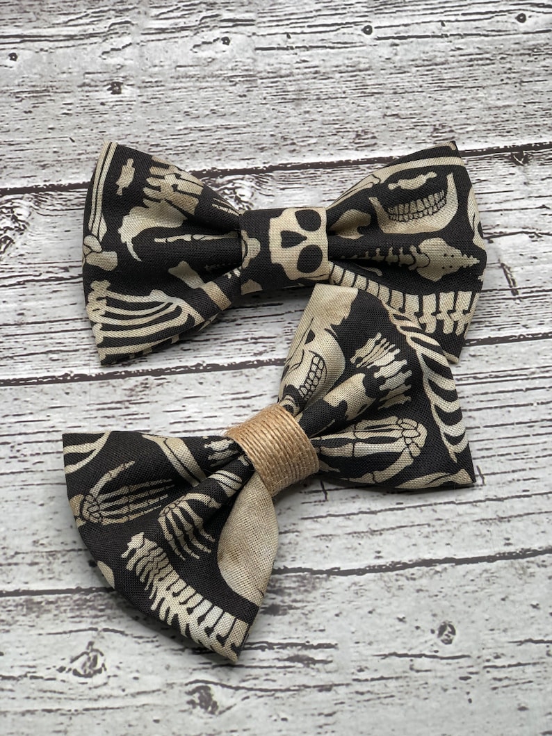 Skeleton Bow Tie: Adjustable Skull Print Neckwear for People or Pets - Etsy