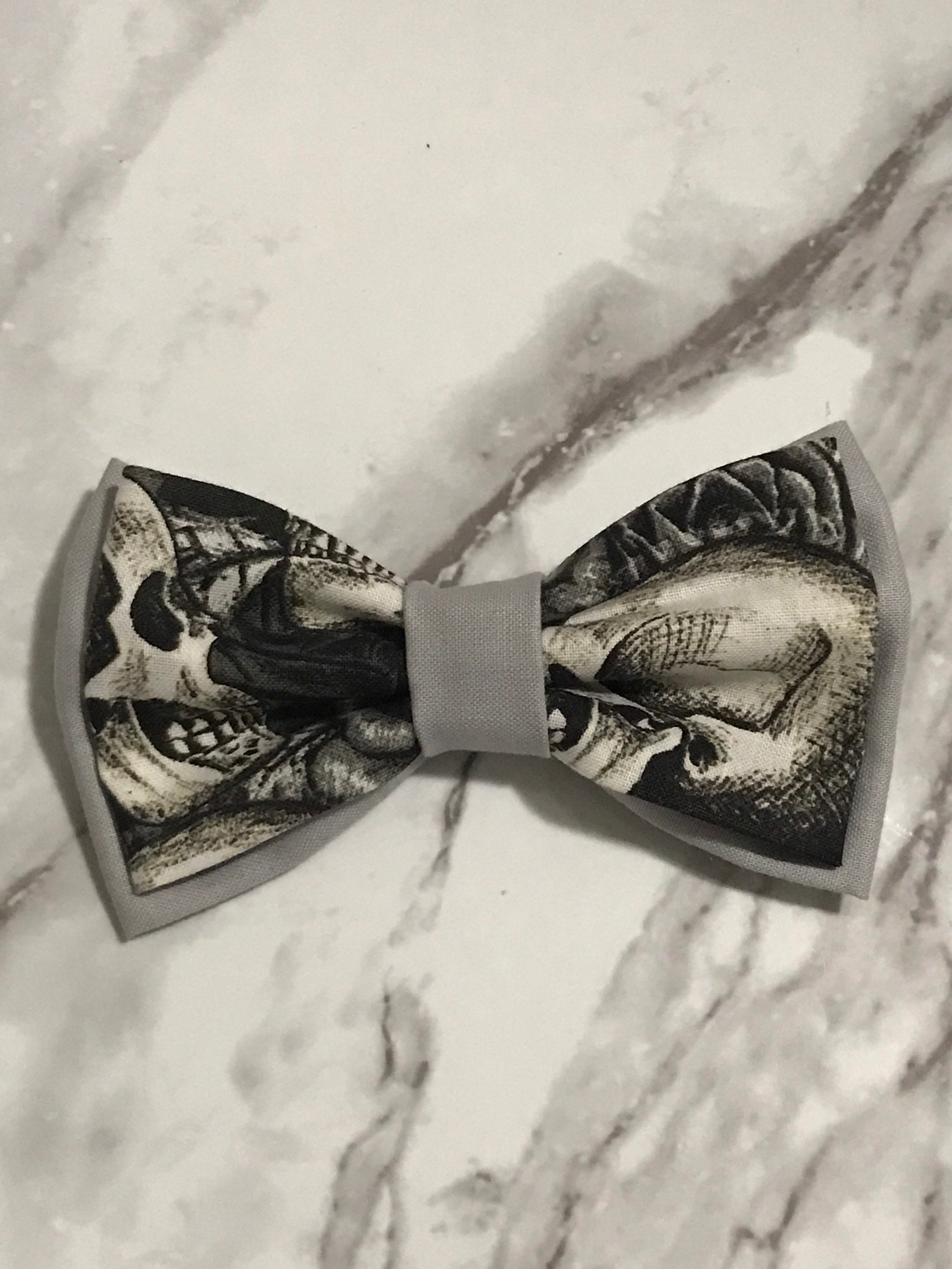 Skulls and Roses Bow Tie. Double Skeleton Bow Tie Choose Your - Etsy