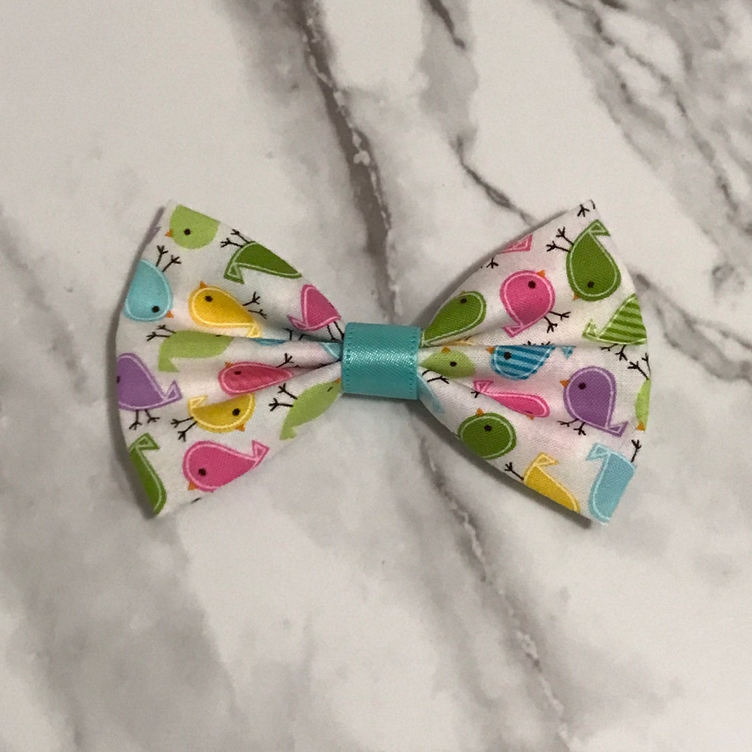 Cute Little Birds Fabric Hair Bow, Chicks Hair Bows, Pastel Colors Dog ...