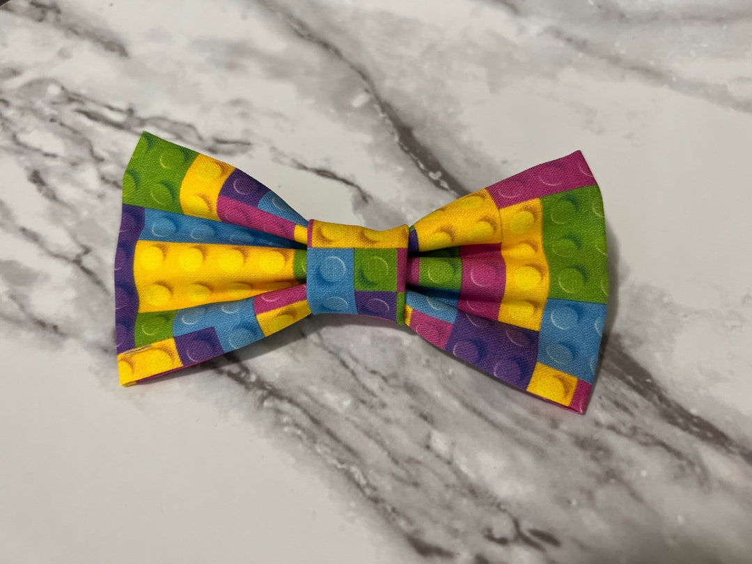 Pink Building Blocks Bow Tie, Pastel Building Blocks Adjustable Strap ...