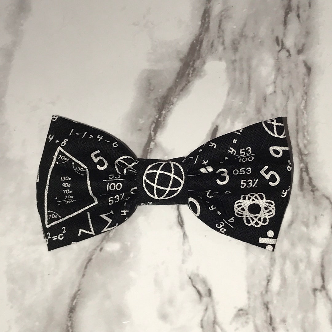 Equations Math Bow Tie, STEM Theme Black and White Adjustable Strap ...