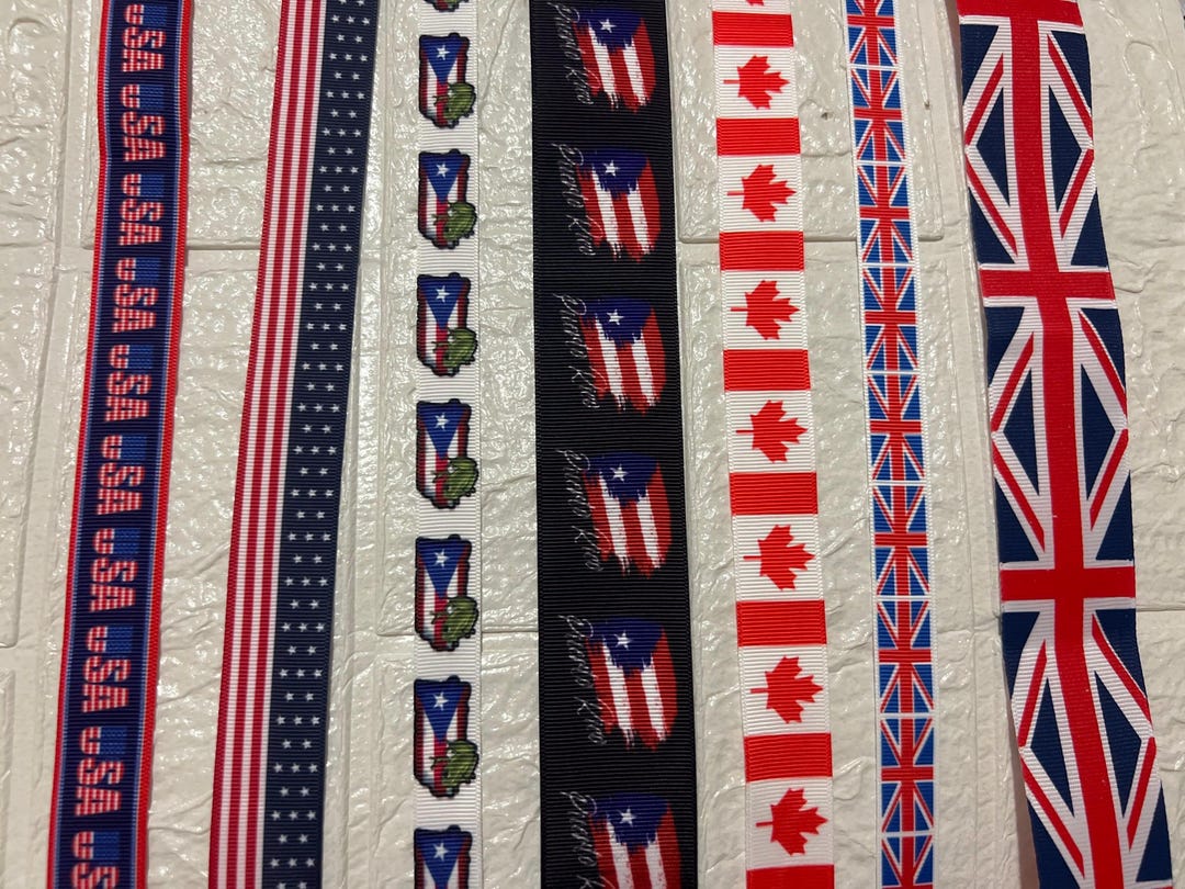 Country Flag Ribbon Bow: USA, Puerto Rico, Canada, UK Hair Accessory - Etsy