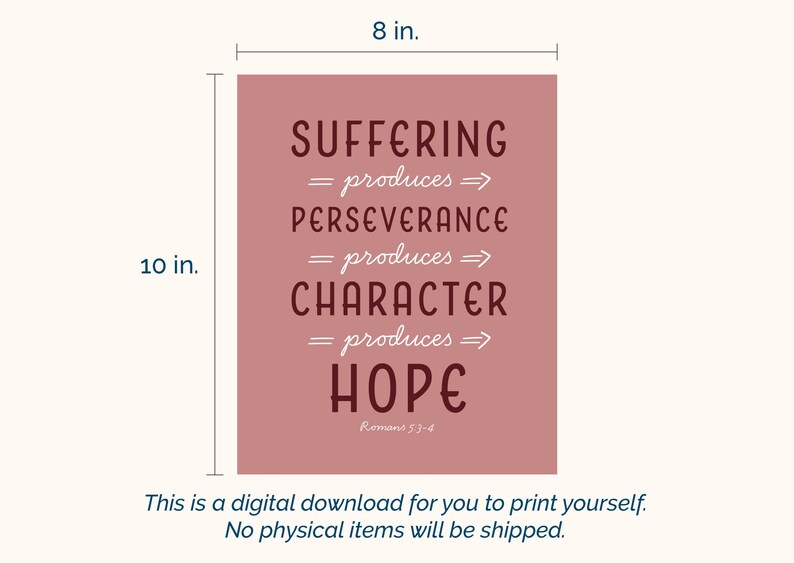 Suffering Produces Hope // Digital Download // Romans 5: 3-4 // Bible ...