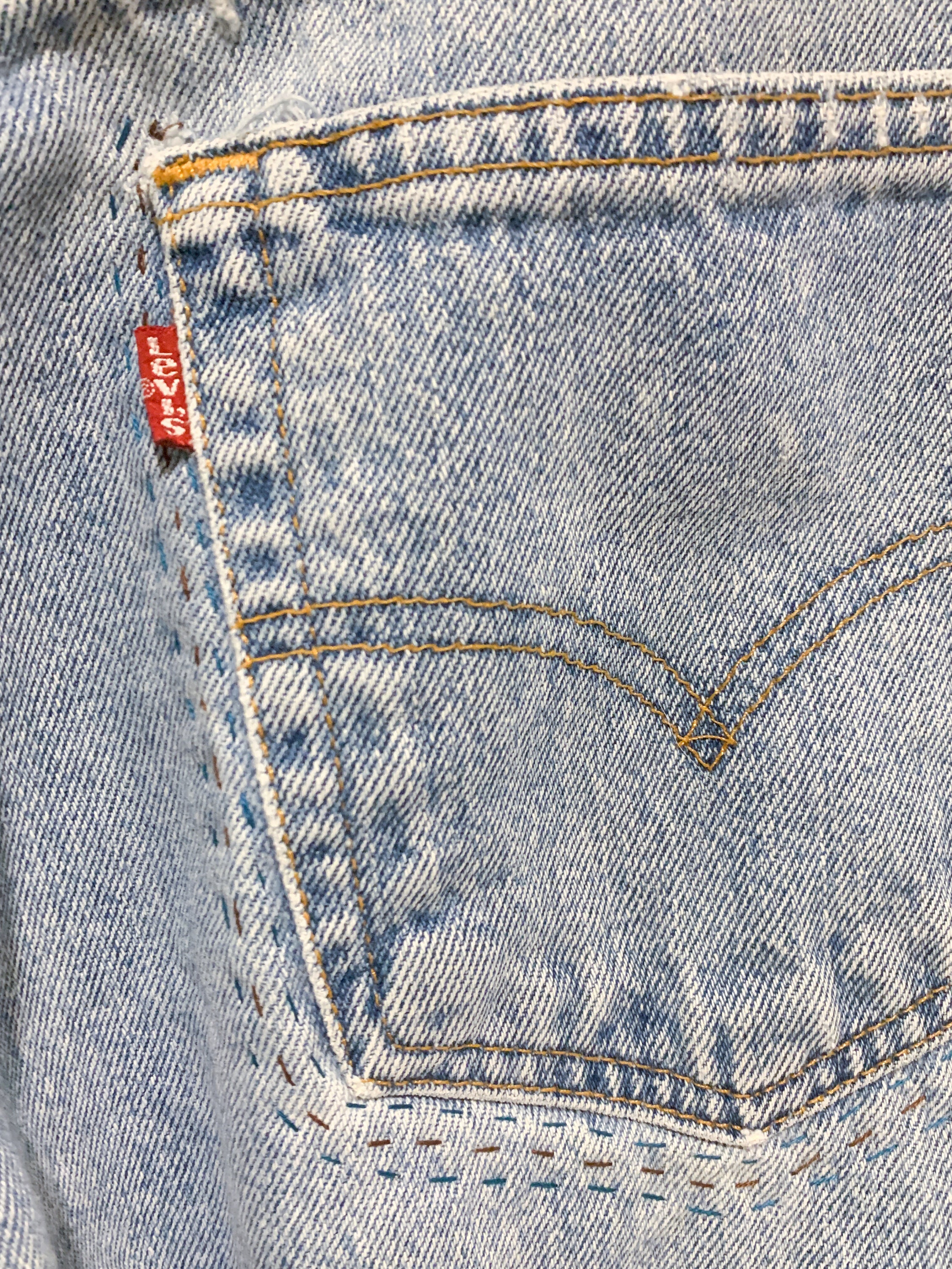 Vintage Levi's 505 Upcycled Embroidered Jeans Sz 32 - Etsy