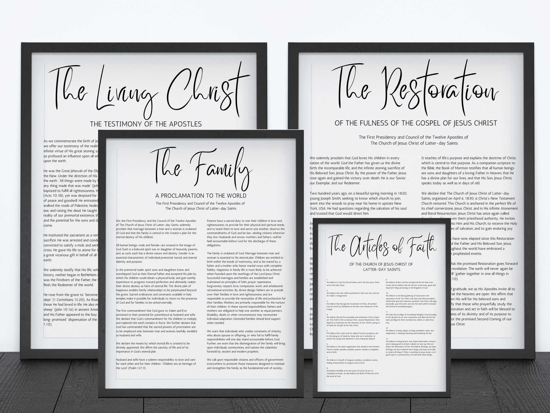 LDS Proclamation Bundle - Set of 4: the Living Christ, the Articles of ...