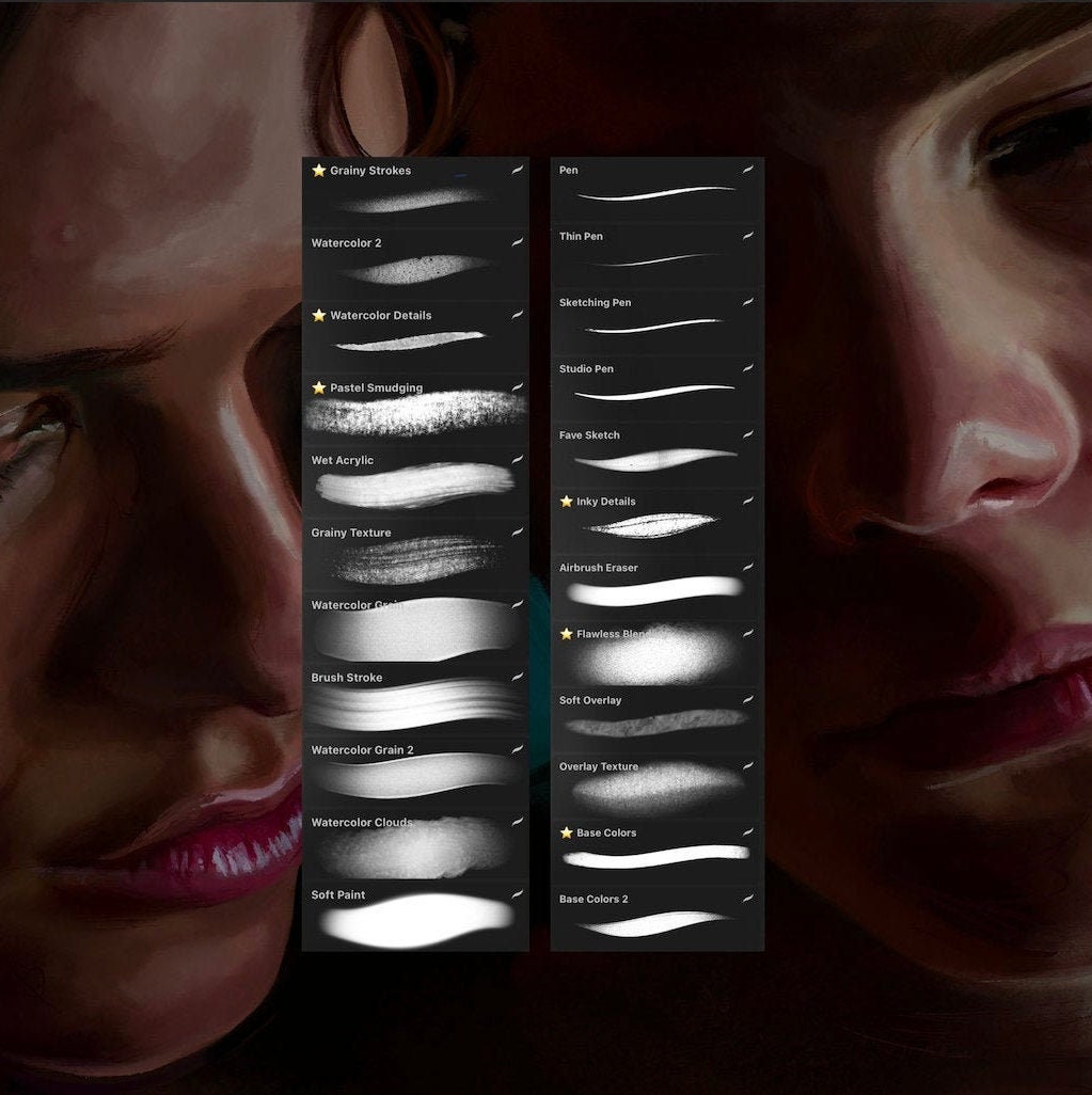 Rachel's Fave Procreate Brush Set | Brush Pack for Digital Painting, Realistic Portraits, 23 ...